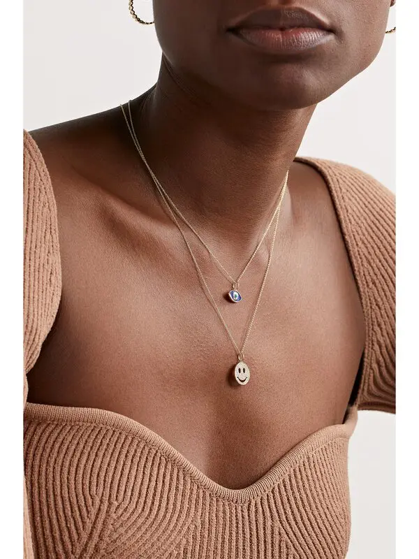 SYDNEY EVAN Medium Happy Face 14-karat Diamond Necklace