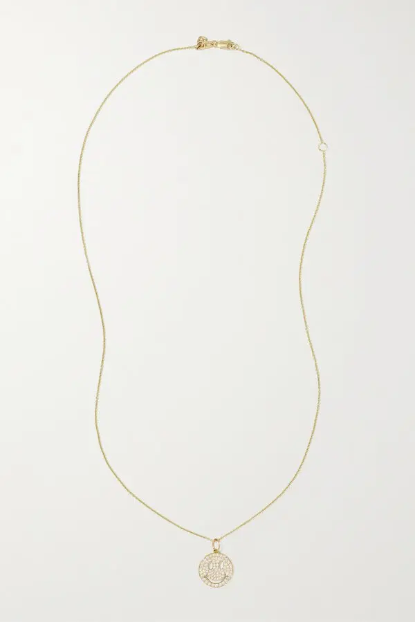 SYDNEY EVAN Medium Happy Face 14-karat Diamond Necklace