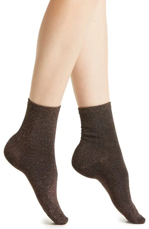 HIGH HEEL JUNGLE Glitterati Sparkle Crew Socks - Copper