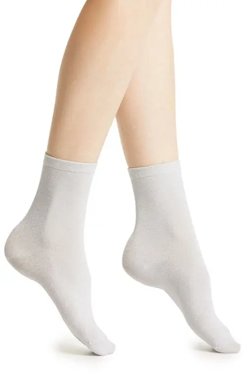 HIGH HEEL JUNGLE Glitterati Sparkle Crew Socks - Silver