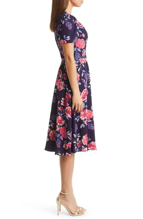 Eliza J Floral Print Midi Dress