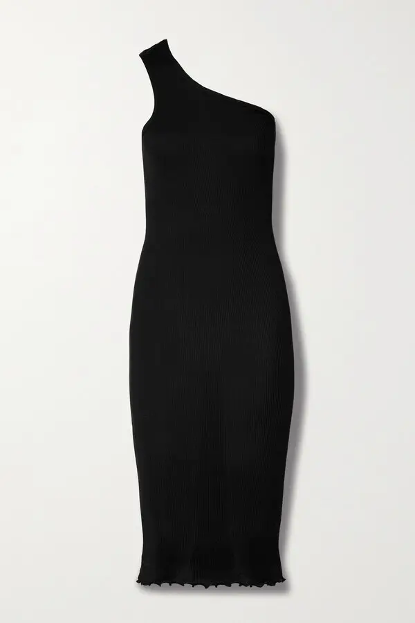 Givenchy One-Shoulder Asymmetric Ribbed Silk Dress In Black - 50% Off |  Editorialist