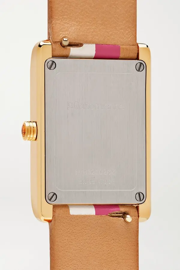 LACALIFORNIENNE Daybreak 24mm -plated Striped Leather Watch - Gold