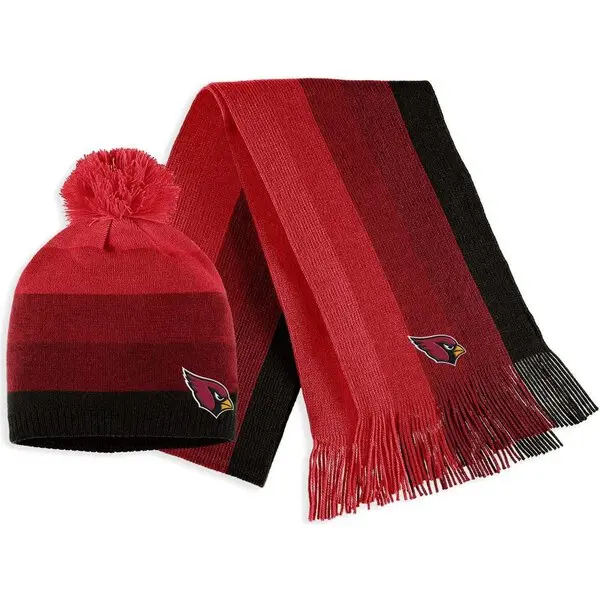 WEAR BY ERIN ANDREWS Arizona Cardinals Ombre Pom Knit Hat And Scarf Set - Cardinal