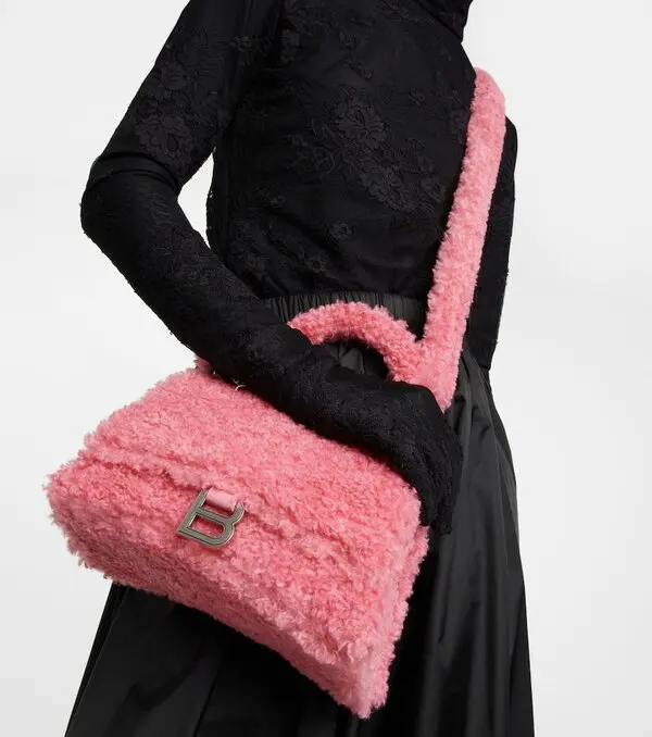 Balenciaga Hourglass Shearling Tote Bag