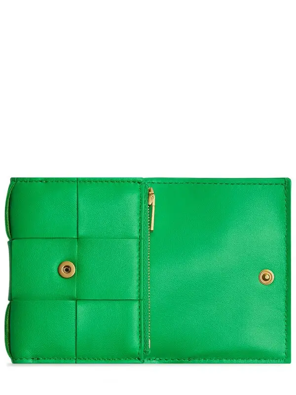 Bottega Veneta Cassette Leather Tri-fold Zip Wallet