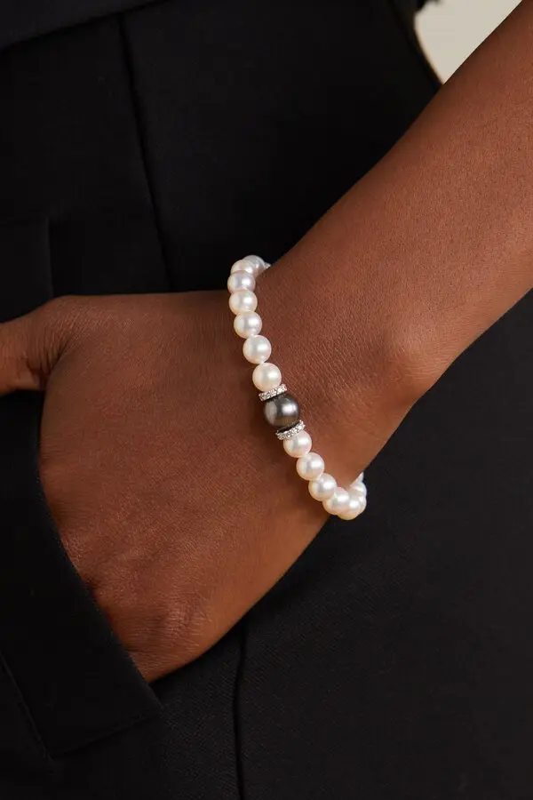 Mikimoto 18-karat Gold, Pearl And Diamond Bracelet