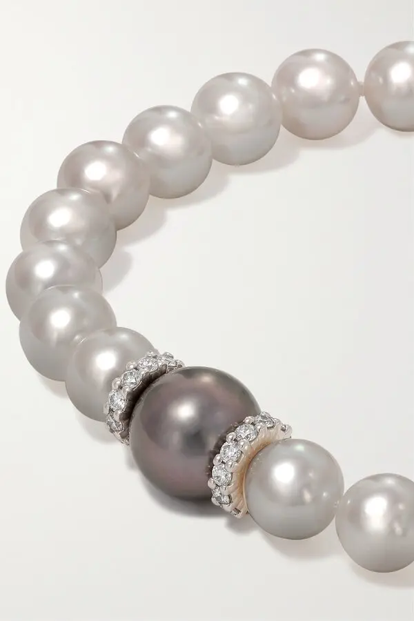 Mikimoto 18-karat Gold, Pearl And Diamond Bracelet
