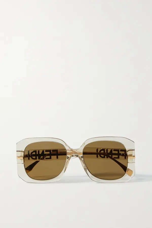 New Fendi Oversized Brown/Gold Sunglasses. FENDI BAGUETTE 40012 Brown Gold FF Print Oversized Fashion  main image 3