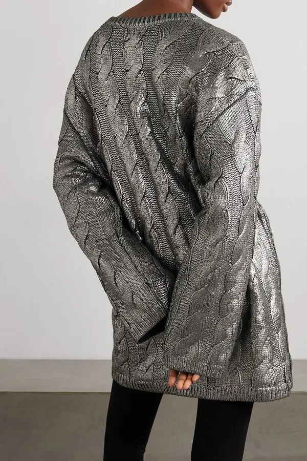 TOTEME Metallic Cable-knit Wool Sweater