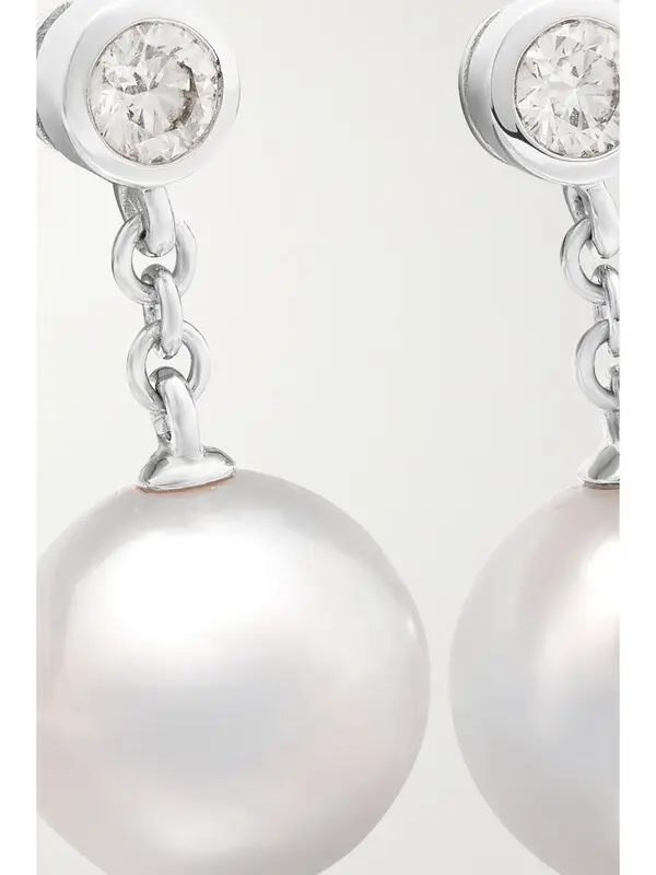 Mikimoto 18-karat Pearl And Diamond Drop Earrings