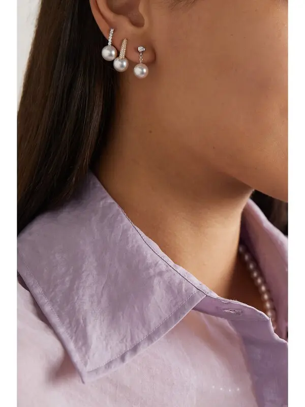 Mikimoto 18-karat Pearl And Diamond Drop Earrings