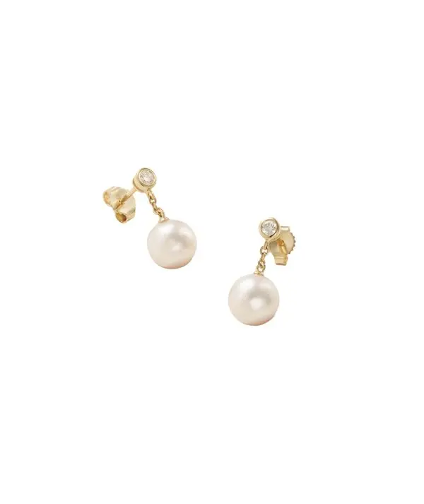 Mikimoto 18-karat Gold, Pearl And Diamond Earrings - White