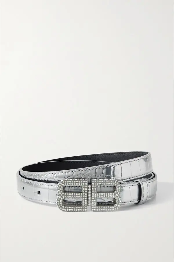 Balenciaga Bb Hourglass Crystal-Embellished Croc-Effect  display picture 1