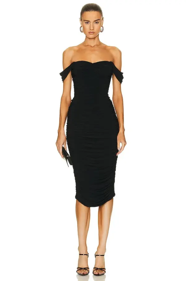 Norma Kamali Walter Midi Dress With Winglet Sleeves - Black
