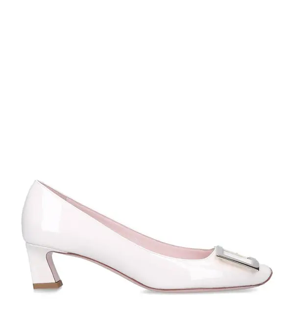 ROGER VIVIER Patent Leather Decolleté Belle Vivier 45 Pumps - Beige