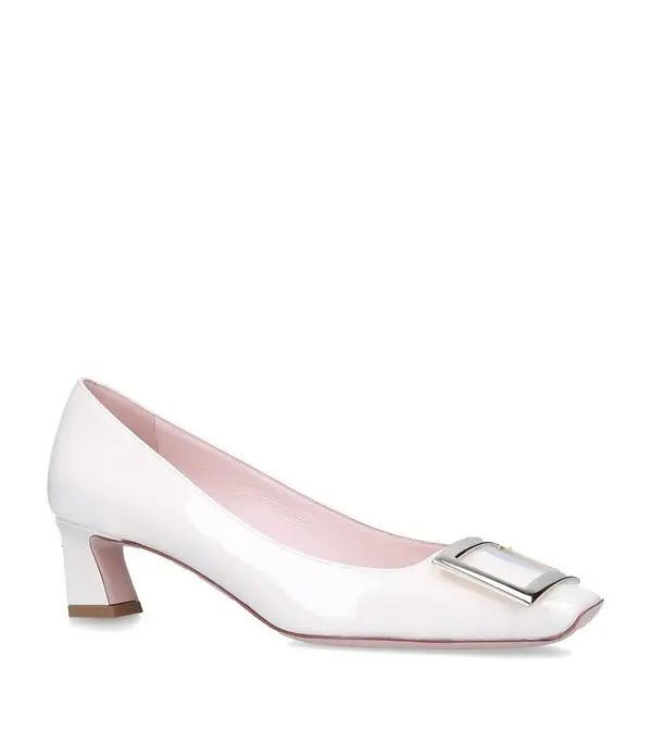ROGER VIVIER Patent Leather Decolleté Belle Vivier 45 Pumps - Beige
