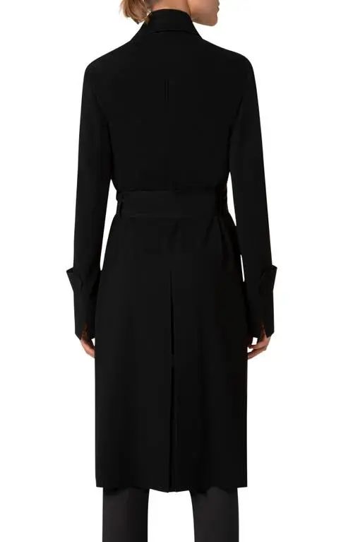 Akris Laser Cut Technical Crepe Trench Coat - Black