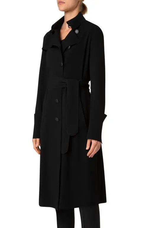 Akris Laser Cut Technical Crepe Trench Coat - Black