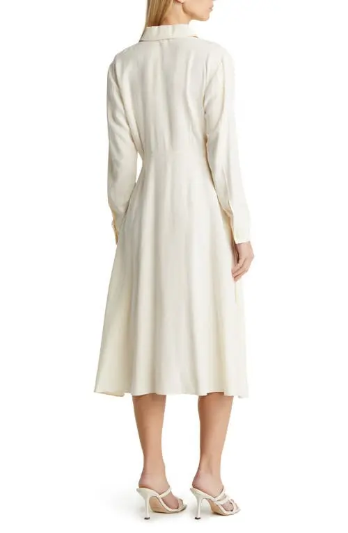 Nordstrom Long Sleeve Front Zip Midi Dress - Ivory Antique
