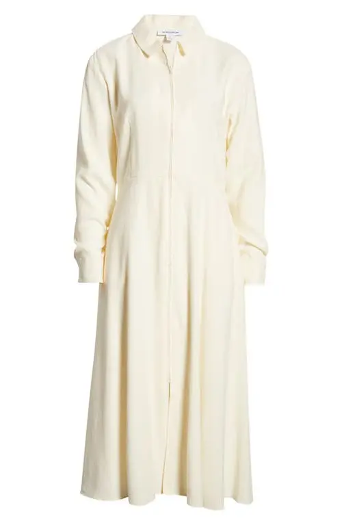 Nordstrom Long Sleeve Front Zip Midi Dress - Ivory Antique