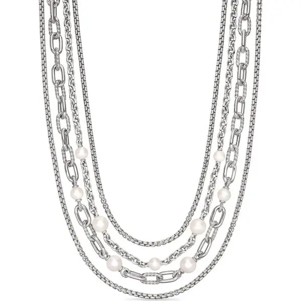 David Yurman Dy Madison Pearl Chain Necklace - Sterling Silver