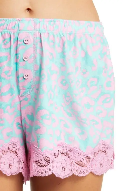 PJ Salvage Leo Dreams Lace Trim Brushed Jersey Pajama Shorts
