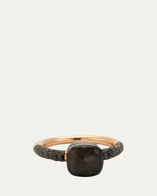 Pomellato Nudo Petite Ring In 18k Gold, Titanium And Black Diamond - Rose Gold And Titanium