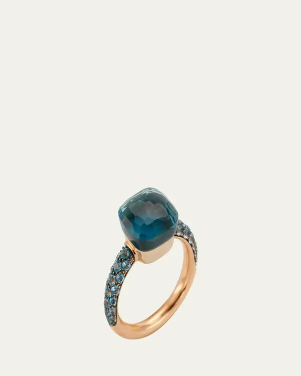 Pomellato Nudo Classic Ring With Turquoise And Topaz - Two Tone Gold