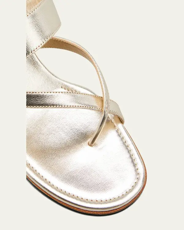 Manolo Blahnik Susa Metallic Crisscross Mule Sandals