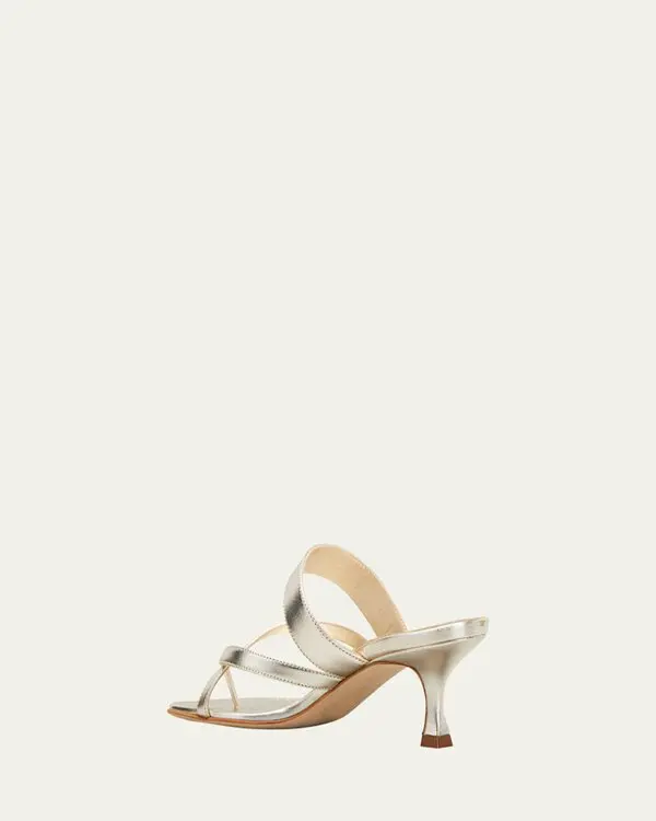 Manolo Blahnik Susa Metallic Crisscross Mule Sandals