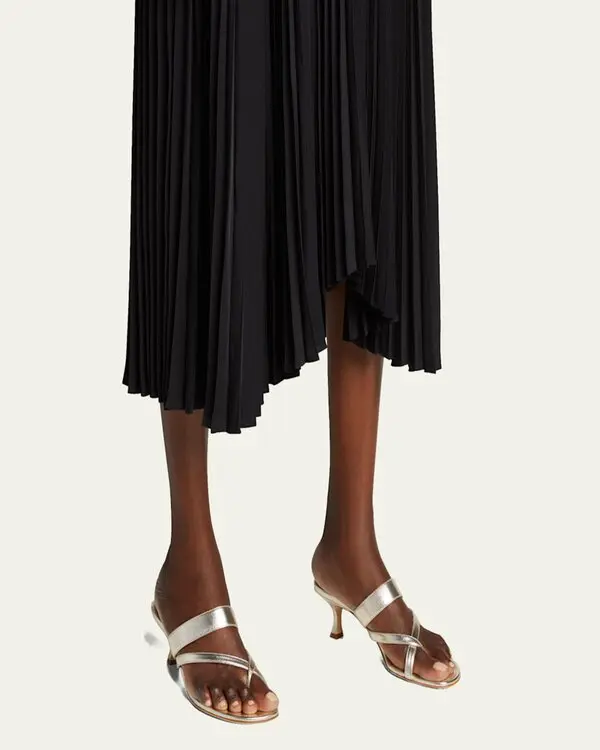 Manolo Blahnik Susa Metallic Crisscross Mule Sandals