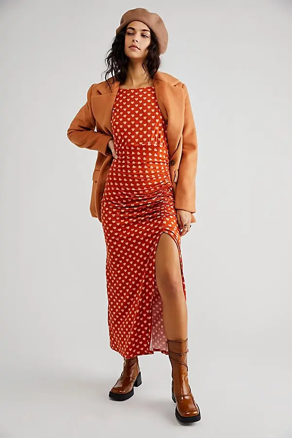Free People Lakeside Printed Midi Dress In Orange - 53% Off | Editorialist