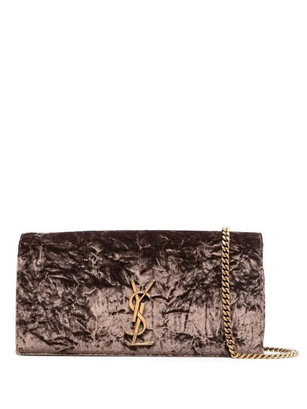 Saint Laurent Kate Crushed Velvet Shoulder Bag