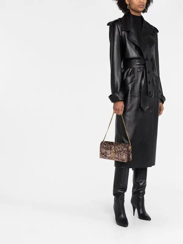 Saint Laurent Kate Crushed Velvet Shoulder Bag