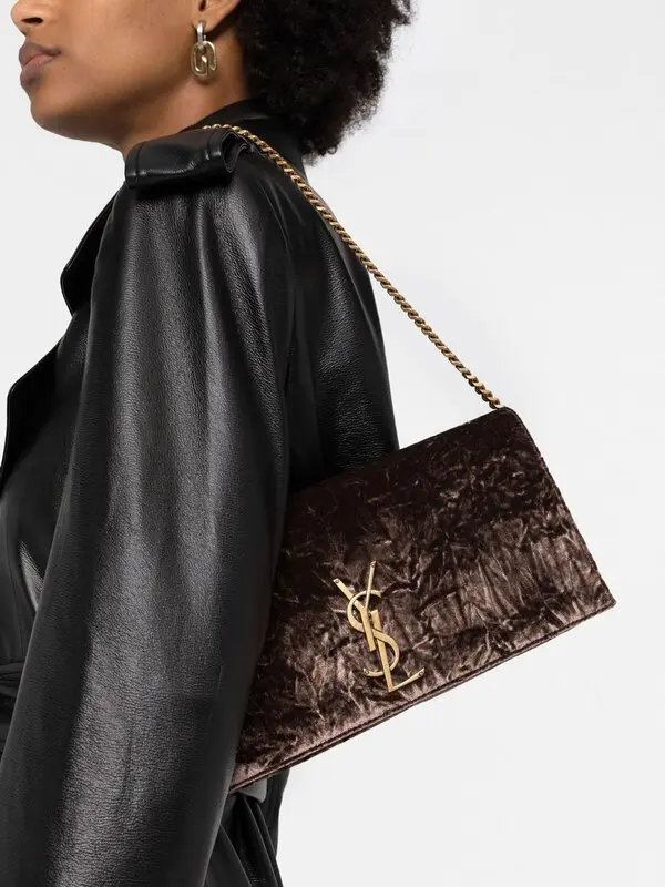 Saint Laurent Kate Crushed Velvet Shoulder Bag