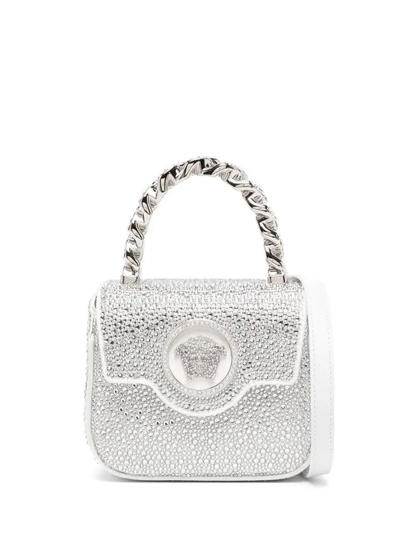Versace La Medusa Crystal-embellished Mini Bag - Silver