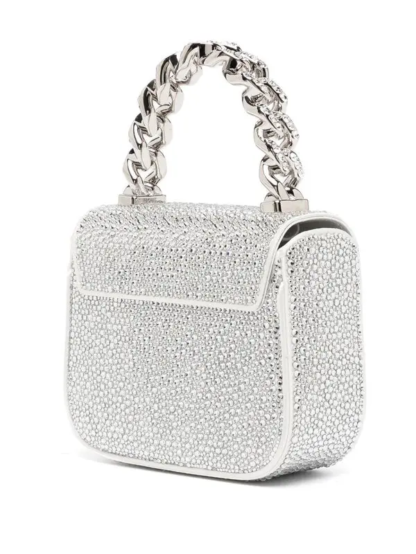 Versace La Medusa Crystal-embellished Mini Bag - Silver