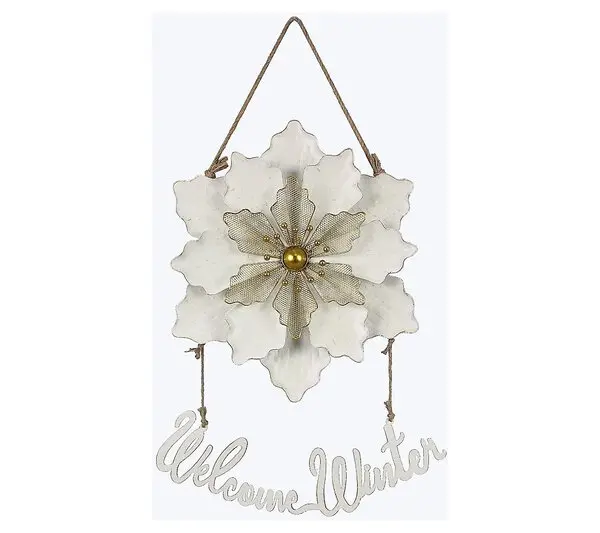 YOUNG'S INC. Young's Metal Christmas Hanging Flower Wall Sig N - One-color