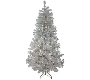 NORTHLIGHT 7.5' Pre-lit Metallic Tinsel Christm As Tree - One-color