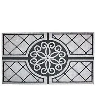 J&M HOME FASHIONS Medallion Granite Printed Flocked Rubber Doorma T - One-color