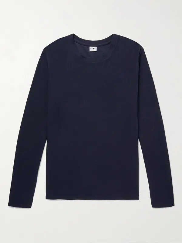 Nn07 Clive Waffle-knit Cotton And Modal-blend T-shirt - Blue