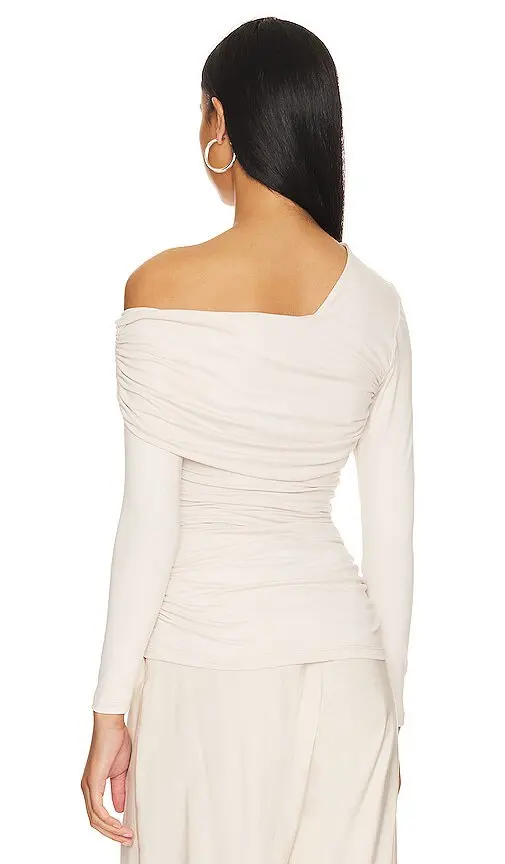 Susana Monaco Gathered One Shoulder Top - Blanched Almond