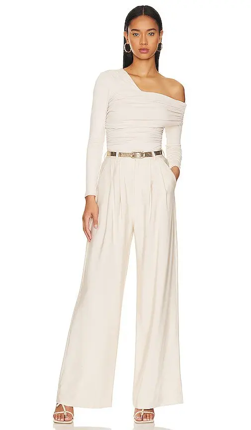 Susana Monaco Gathered One Shoulder Top - Blanched Almond