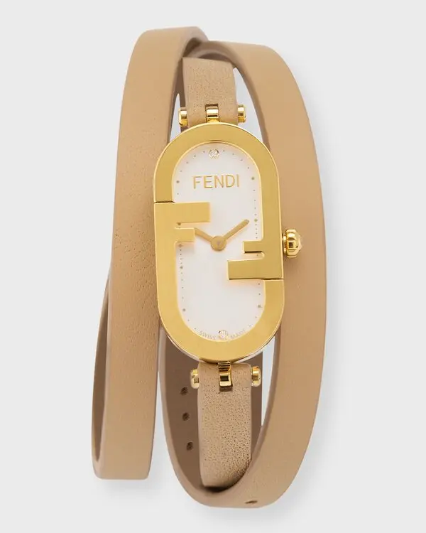 Fendi O'lock Calf Leather Wrap Watch - Beige