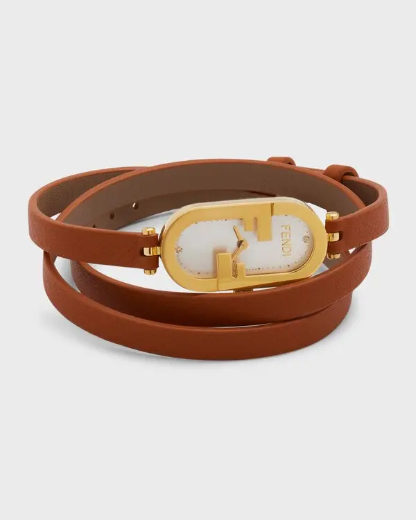 Fendi O'lock Calf Leather Wrap Watch - Brown