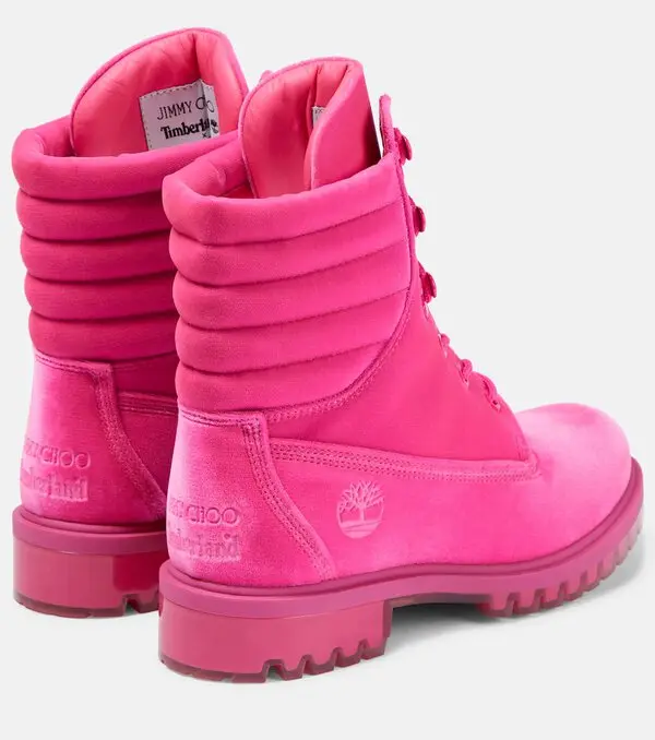 Jimmy Choo X Timberland® Velvet Lace-Up Boots In Pink 30% Off