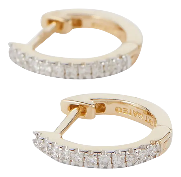 Mateo 14kt Yellow Huggie Earrings With Diamonds