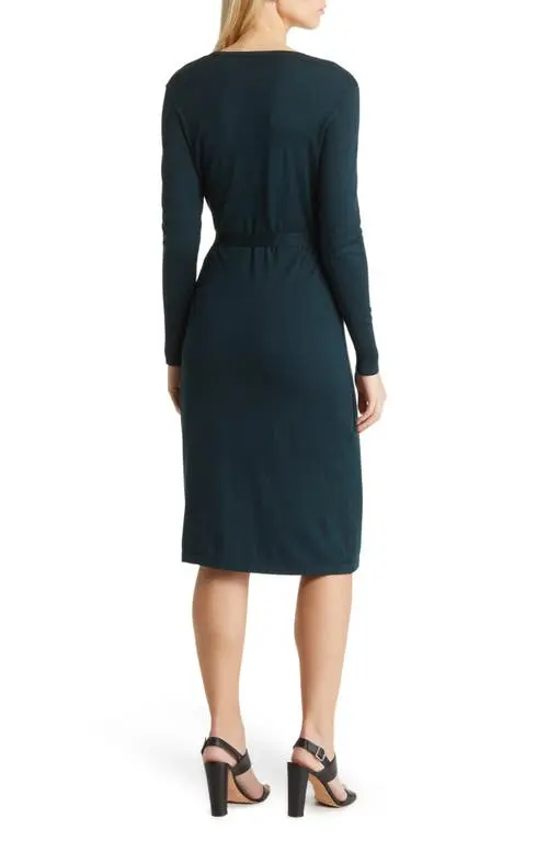 Anne Klein Long Sleeve Faux Wrap Dress
