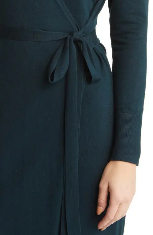 Anne Klein Long Sleeve Faux Wrap Dress